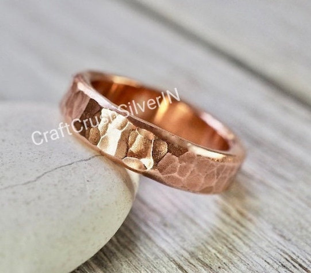 Pure Copper Ring, Copper Band Ring, Hammered Ring, Wide Band Ring ...