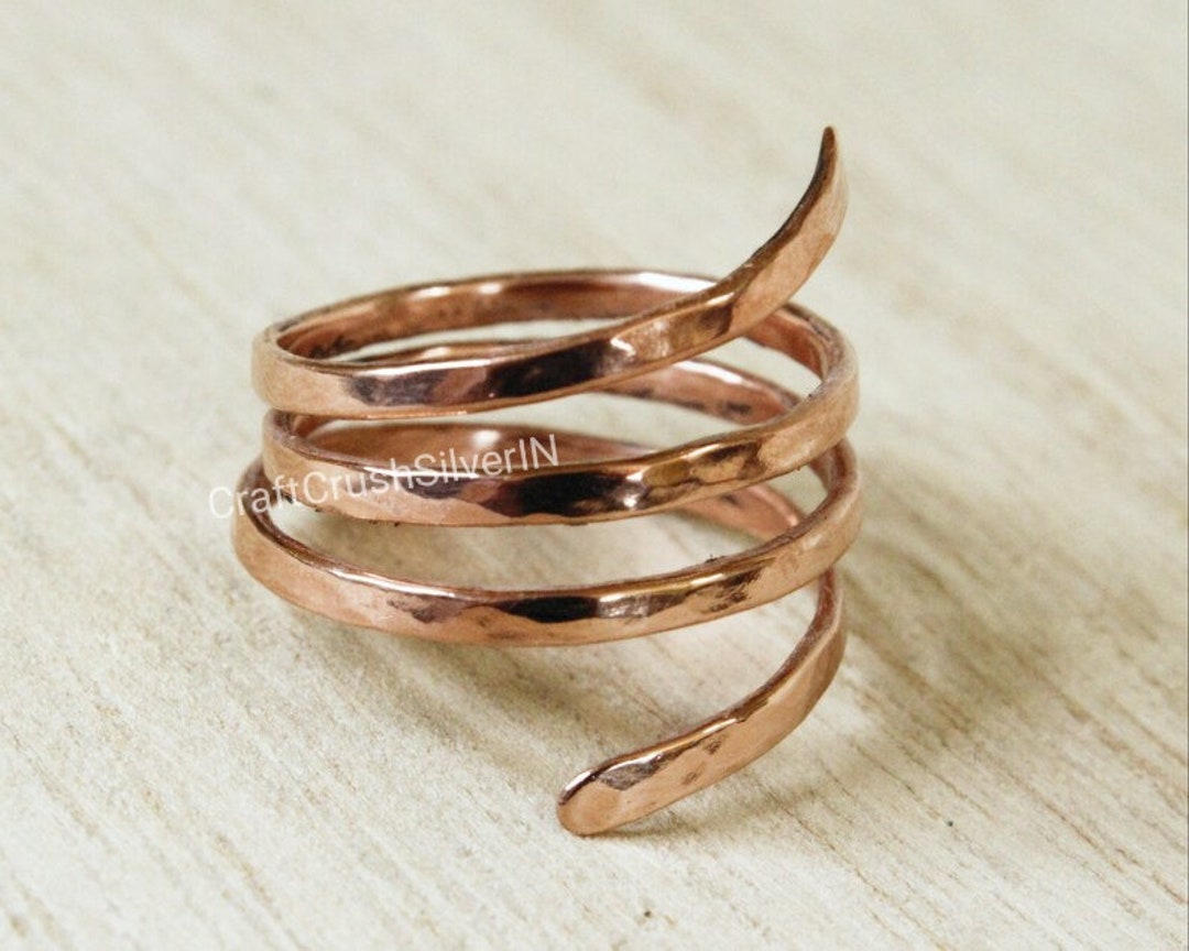 Pure Copper Ring, Sterling Silver Ring, Copper Band Ring, Hammered Ring ...