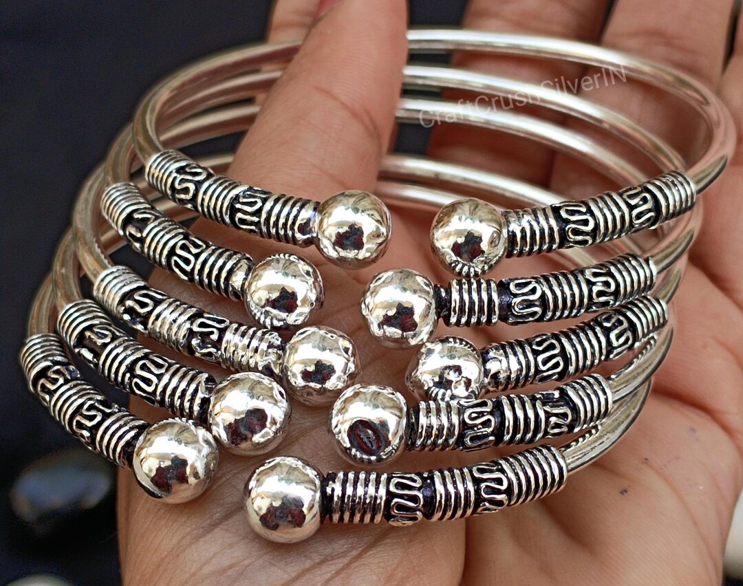 Thick West Indian Bangles, Set of 5 Bangles, Sterling Silver Bangles ...