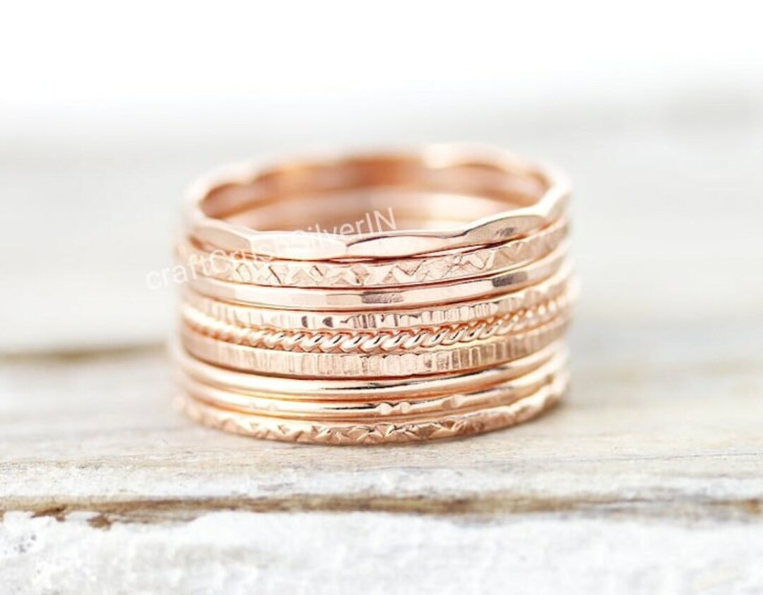 Pure Copper Stacking Set of 9 Rings, Copper Ring, Stacking Rings ...