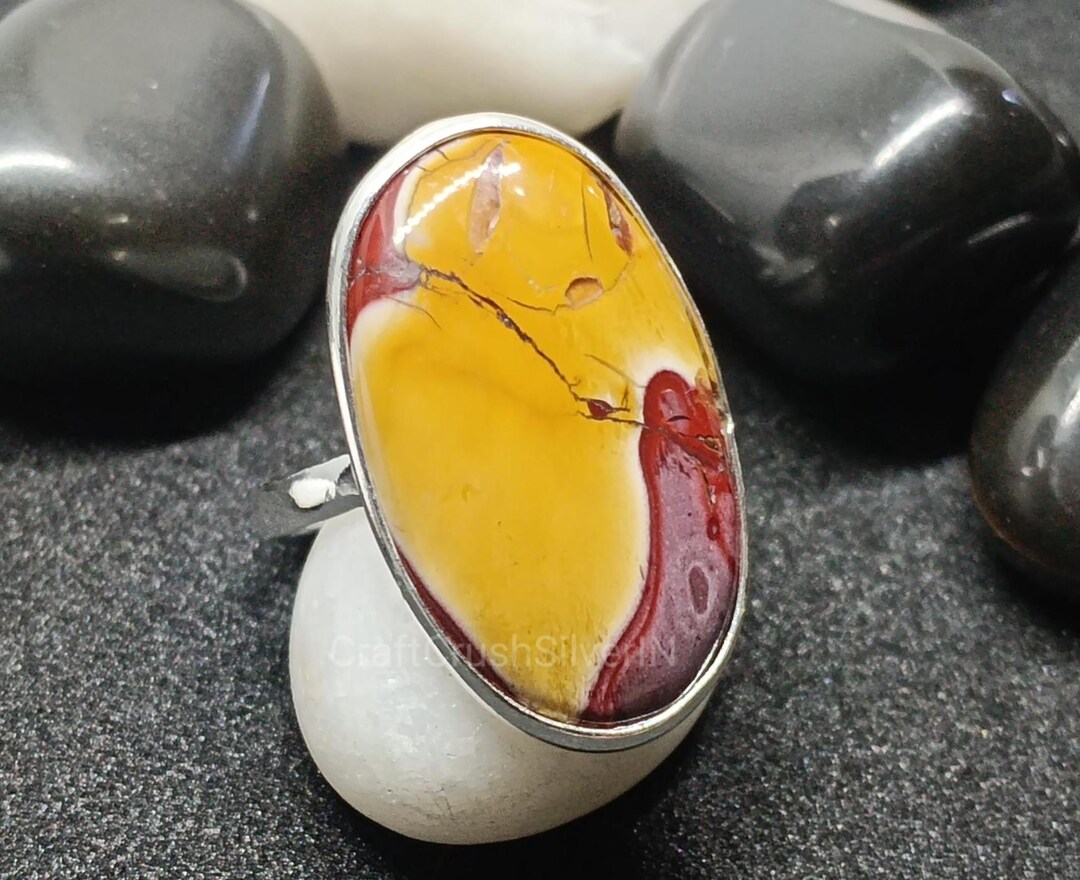 925 Sterling Silver Mookaite Jasper Ring: Handmade Statement Jewelry - Etsy