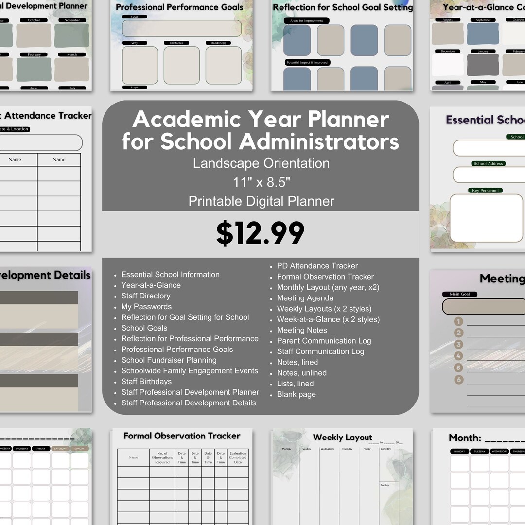 Academic Planner for School Administrators - Etsy