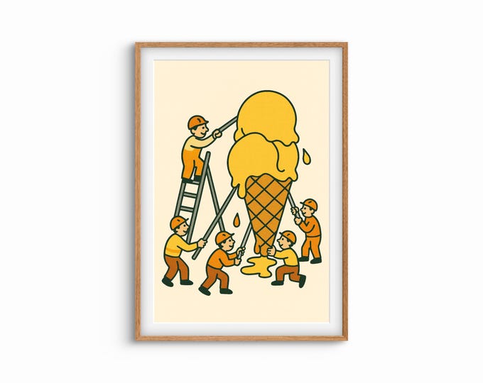 Melting Ice Cream Print: Funny Construction Crew Dessert Poster - Etsy
