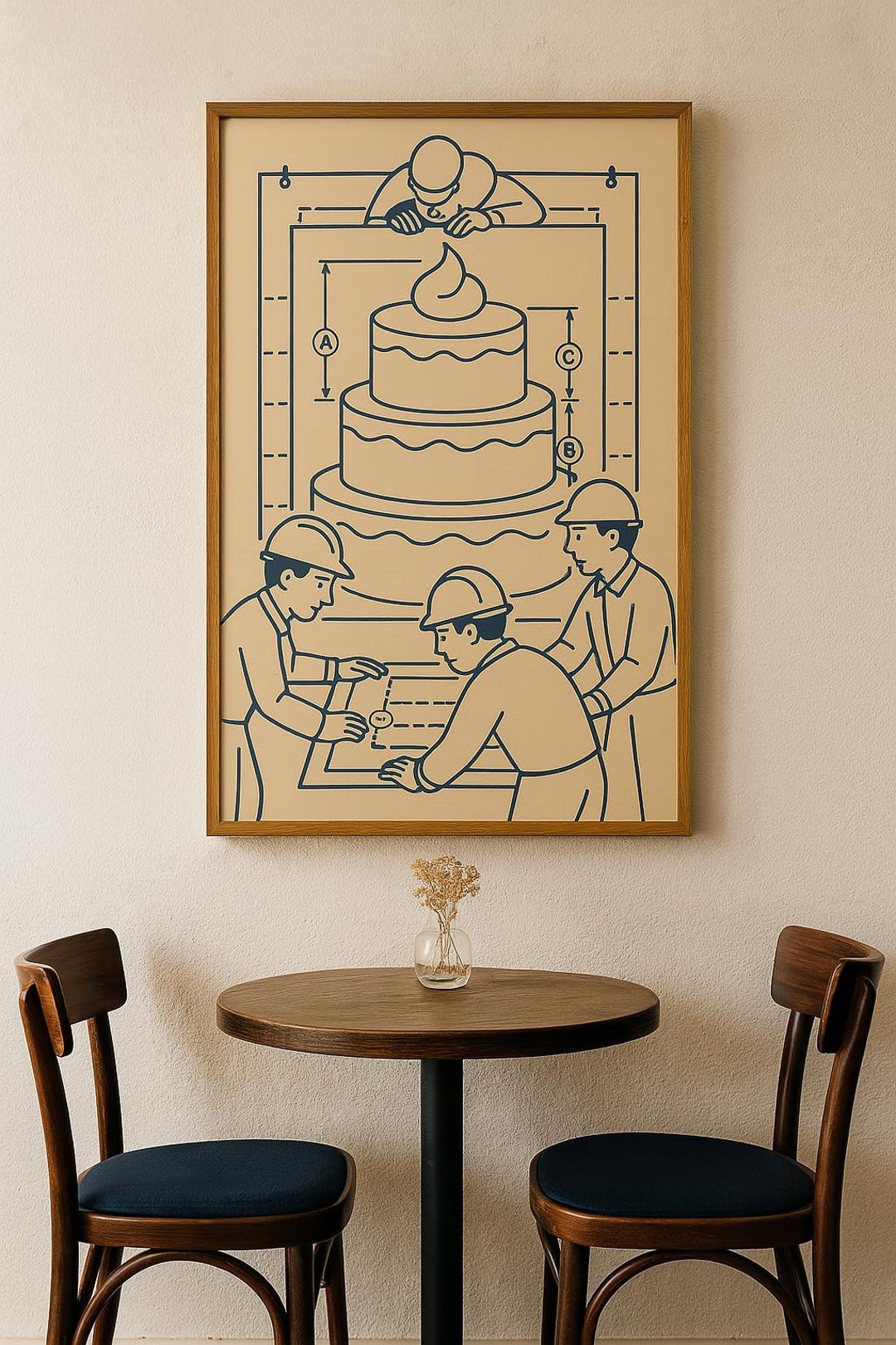 Cake Construction Blueprint Poster: Quirky Kitchen Art Print - Etsy
