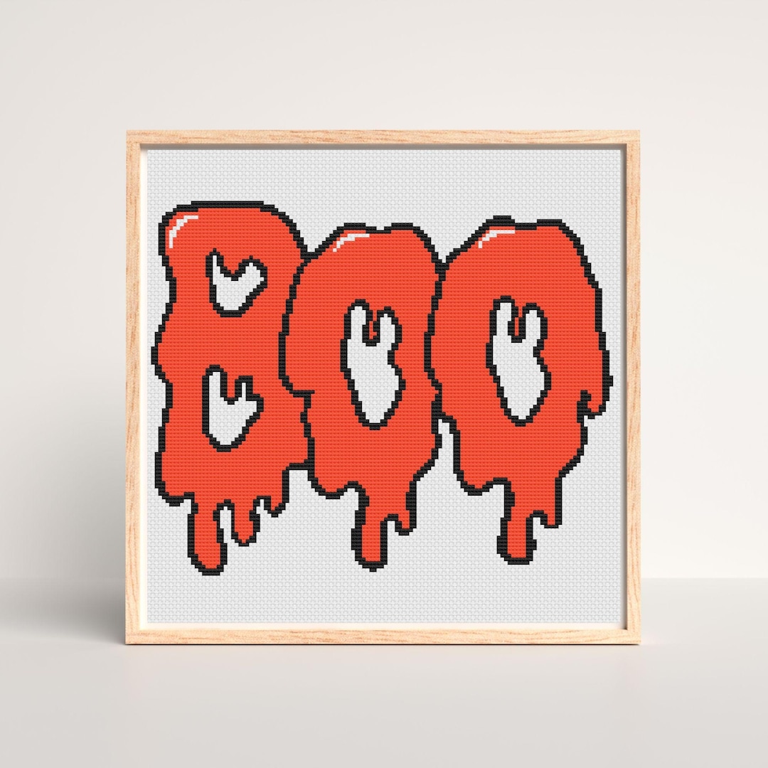 Boo Halloween Theme Cross Stitch Pattern, Spooky Vibes, Embroidery ...