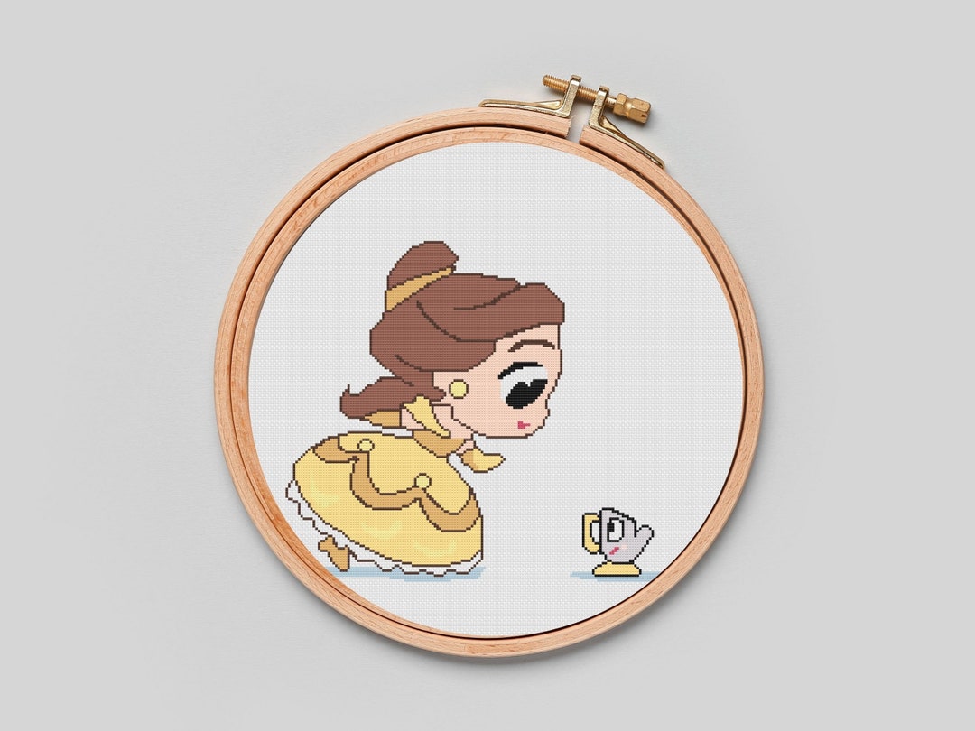 Belle Cross Stitch Pattern: Princess Watercolor Design (PDF Download ...