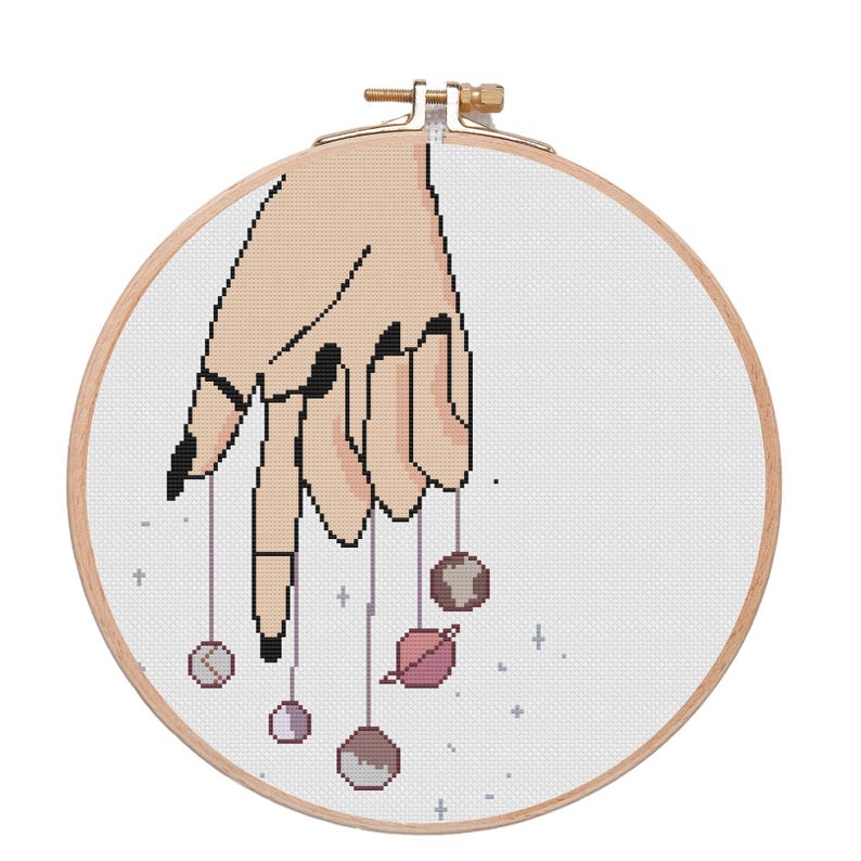 In Her Hands Quote Cross Stitch Pattern, Planetary Pattern, Planets and ...