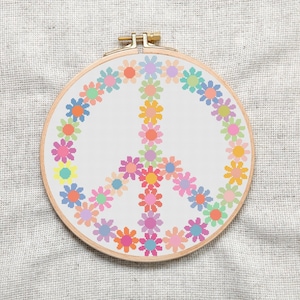 Pastel Flower Peace Sign Cross Stitch Pattern (PDF Files) - Etsy