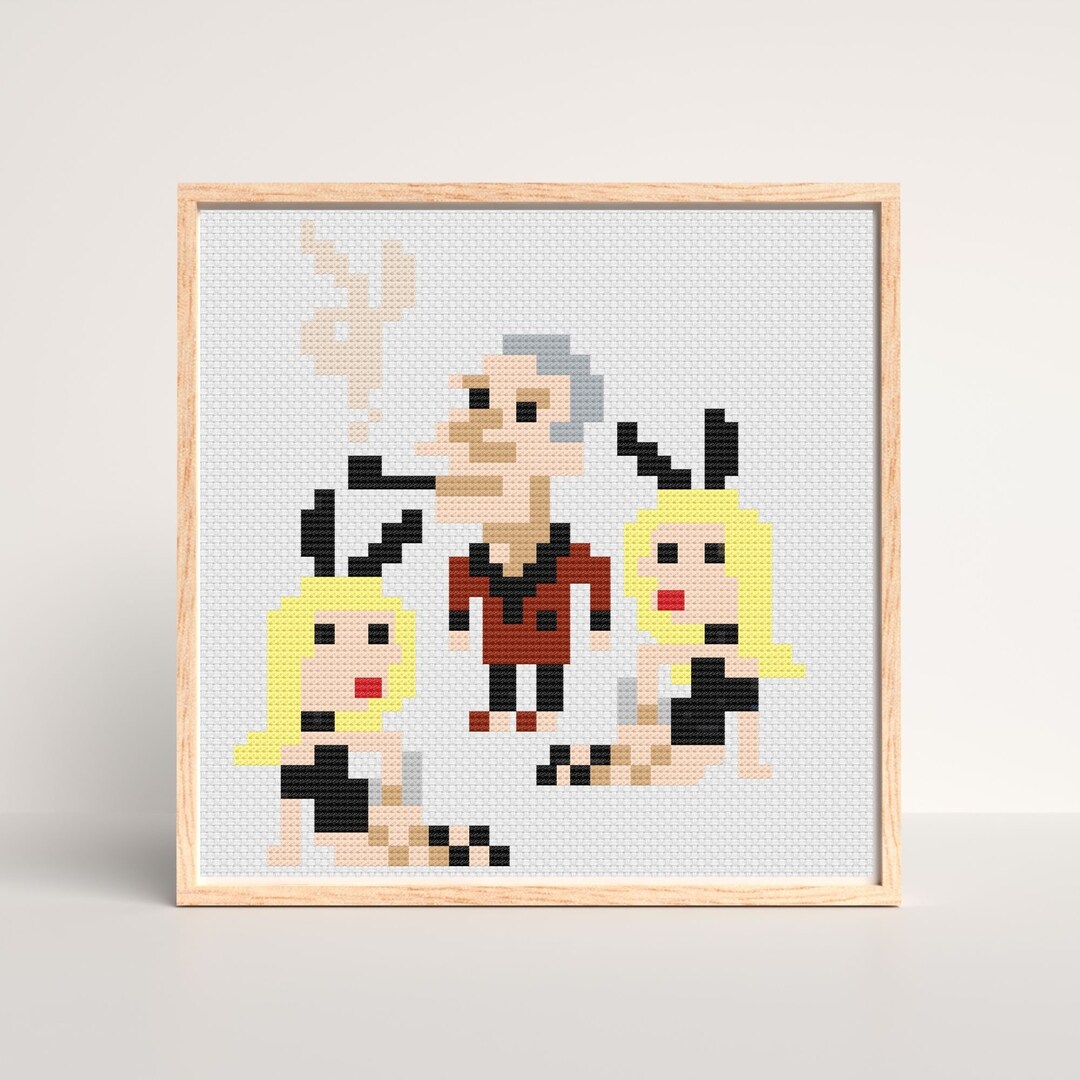 Girls Posing With Man Cross Stitch Pattern, Retro Cross Stitch, Instant ...