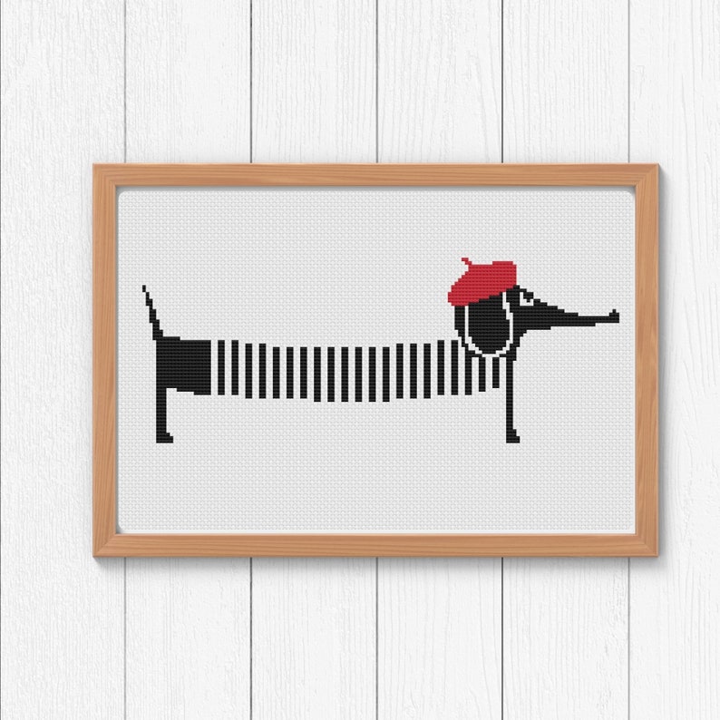 Weiner Dog in a Beret Cross Stitch Pattern, Instant Pdf Download - Etsy