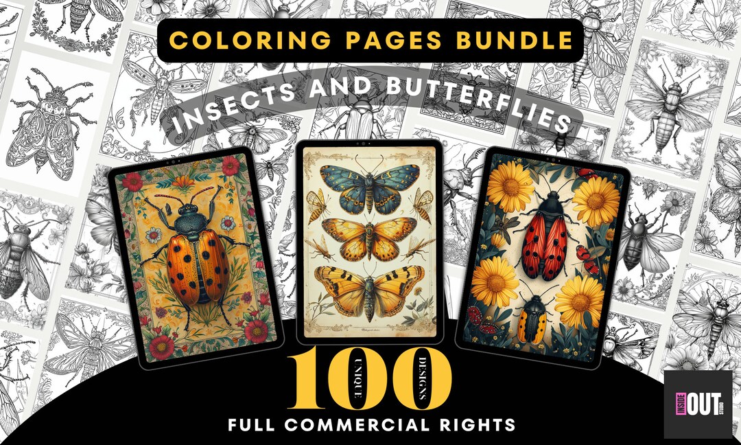 Bugs Coloring Pages Bundle 100 Digital Prints to Use or Resell ...