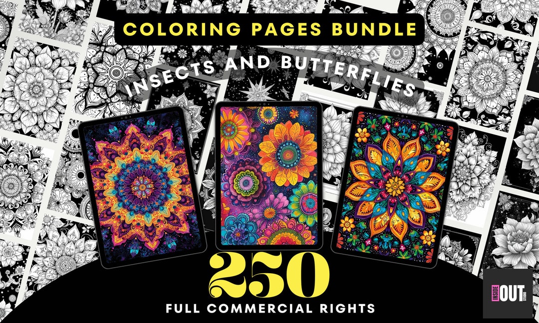 Mandala Coloring Pages Bundle 250 Digital Prints Resalable PLR Bundle ...