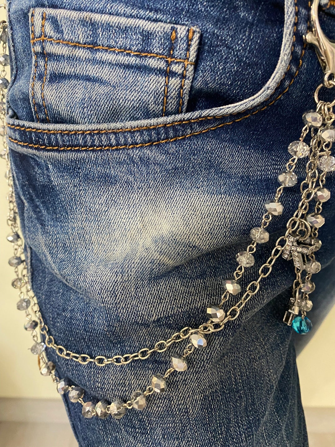 Sparkling Letter K X Belt Chain for Jeans Femail Belt Pearl Chain Long ...