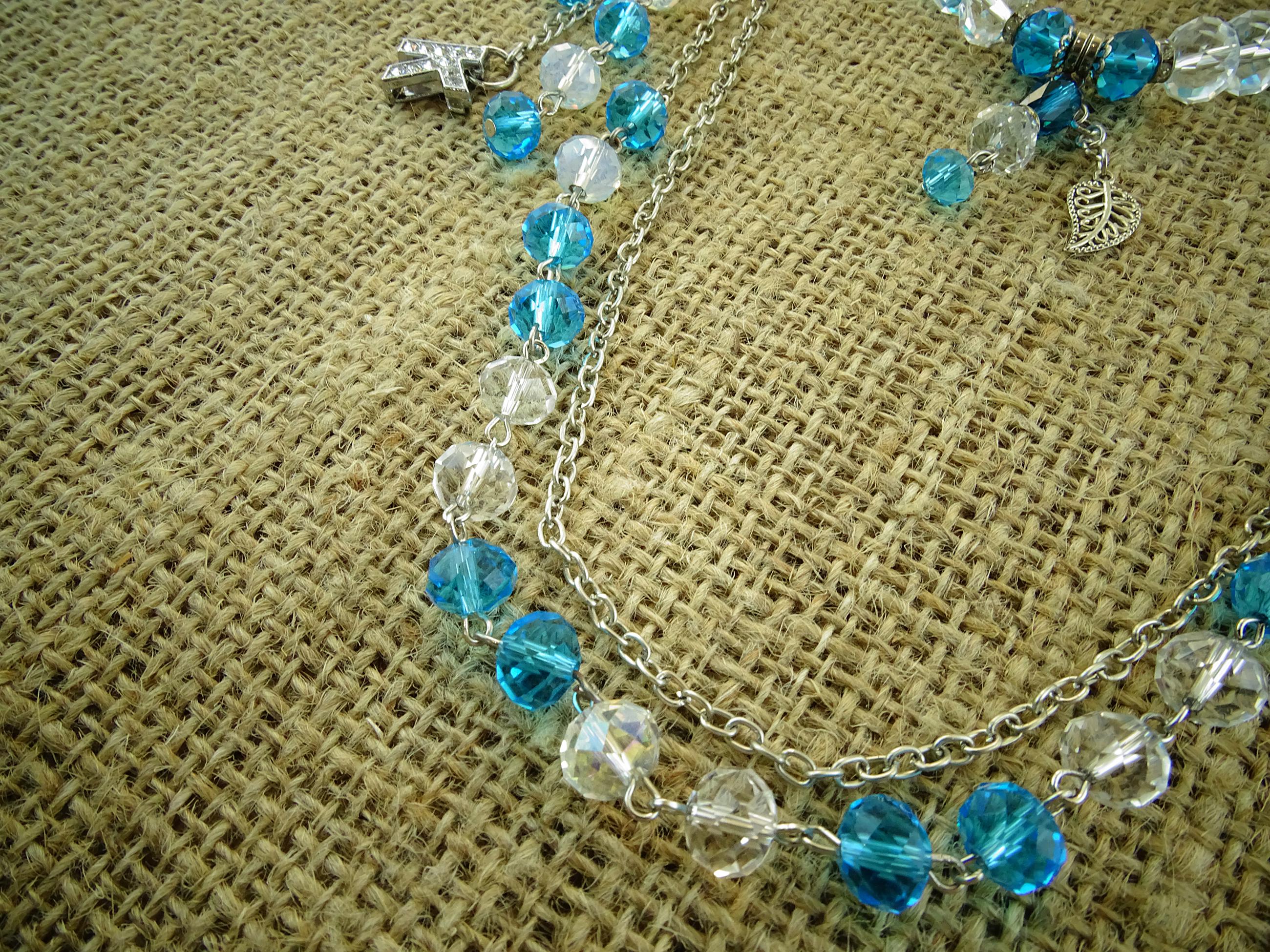 Sparkling Letter K Jeans Chain, Light Blue Beads Pendant Jeans Chain ...