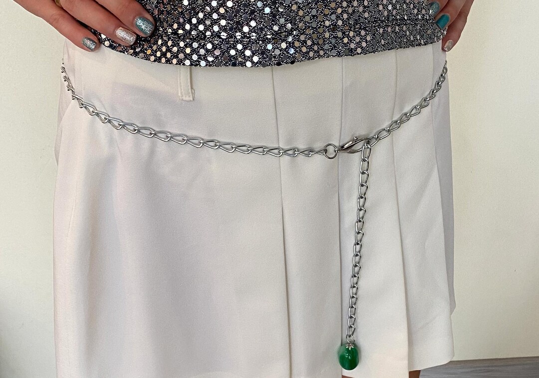Hip Hugger Adjustable Metal Belt Chain, Silver Chain Waist Belt, Gean ...
