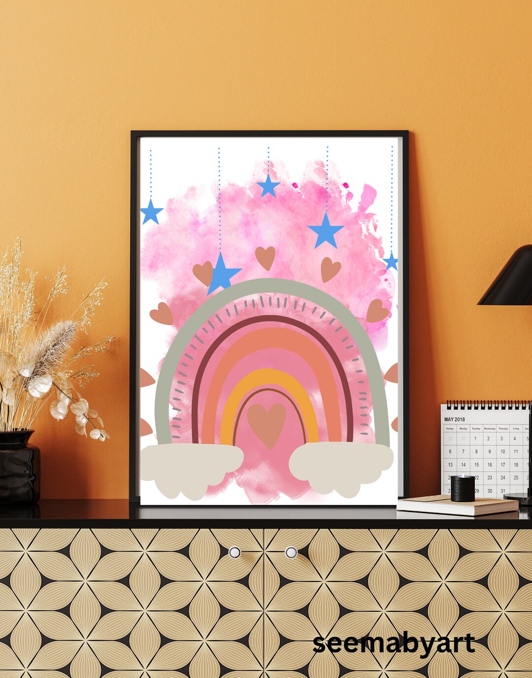 Boho Rainbow Art ,modern Wall Stickers, Boho Rainbow Painting, Fall Svg ...