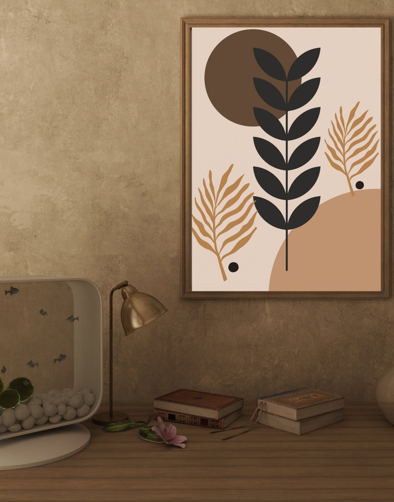 Boho Mid-century Modern Botanical Wall Art Set (digital Download) - Etsy