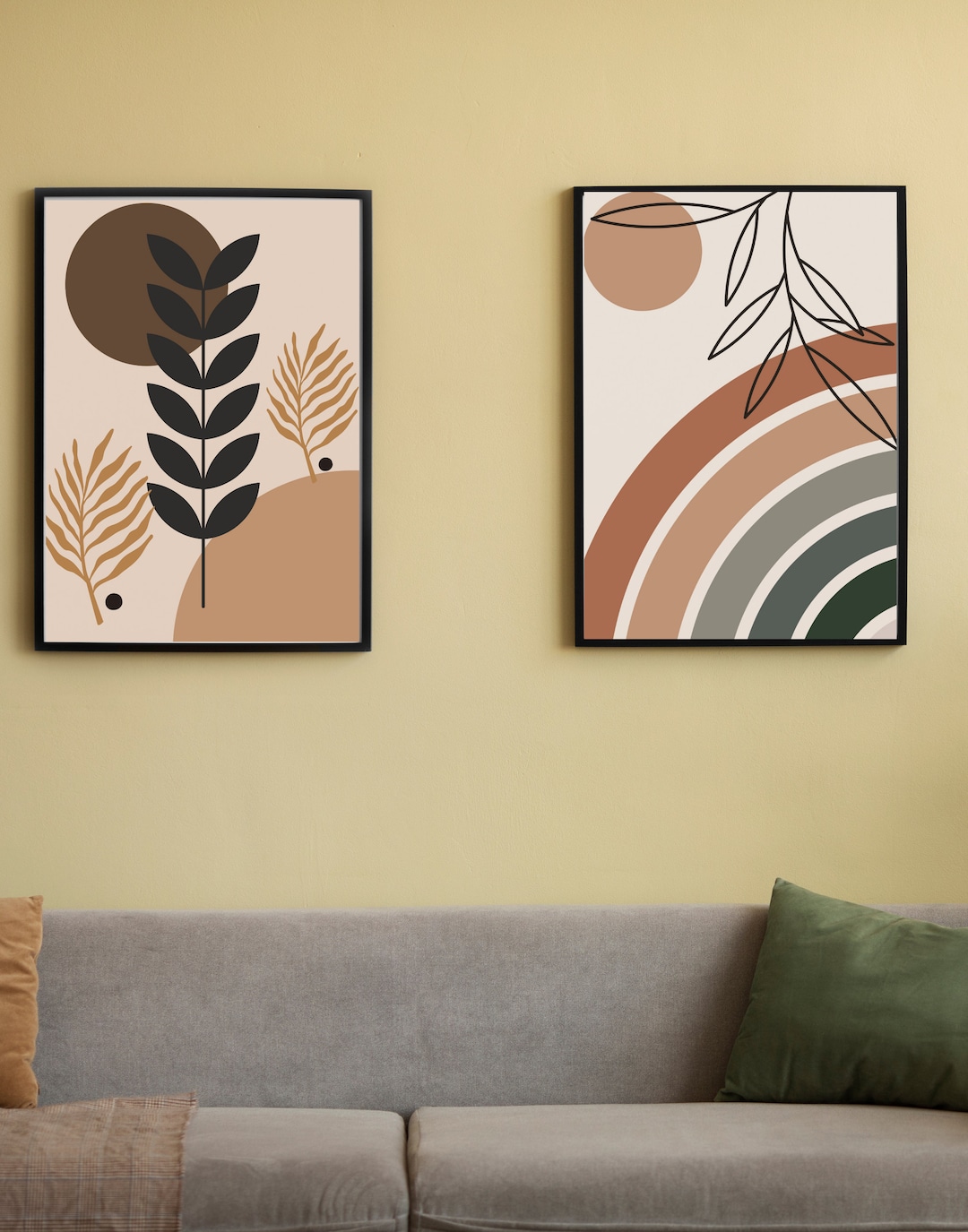 Boho Mid-century Modern Botanical Wall Art Set (digital Download) - Etsy