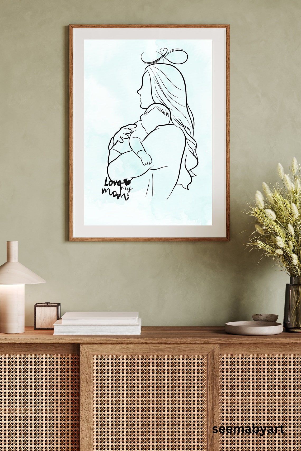 Mother Son Custom Line Art Portrait Wall Art Drawing Personalized ...