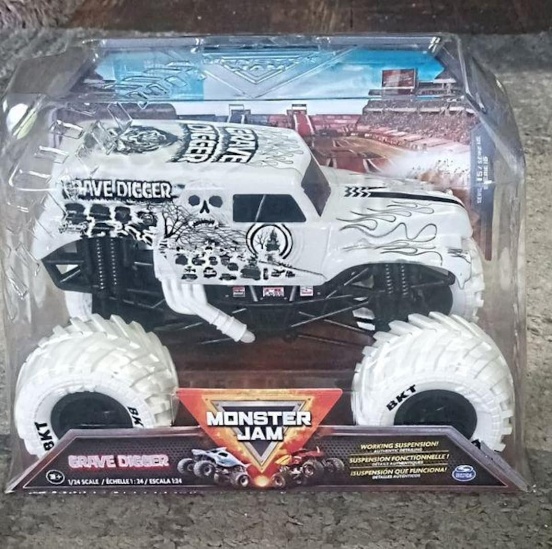 Spin Master Monster Jam Grave Digger White and Black 1/24 Scale - Etsy