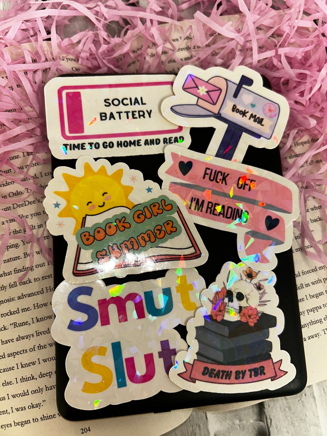 Books Are My Therapy Holographic Sticker, Cute Book Lover Stickers ...