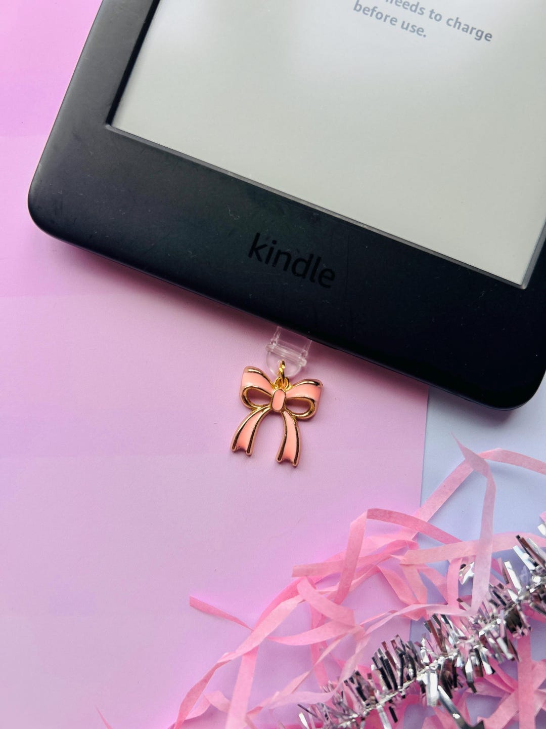 Pink Bow Kindle Dust Plug | Cute USB-C Dust Cover | Bookish Accessory ...