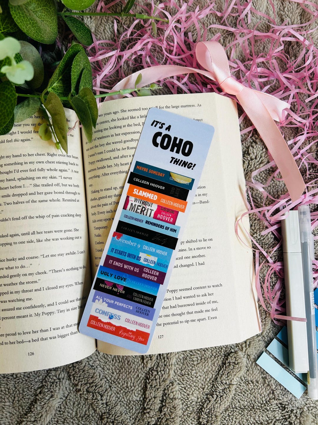Colleen Hoover Book Stack Handmade Bookmark, Coho Bookish Merch, Book ...
