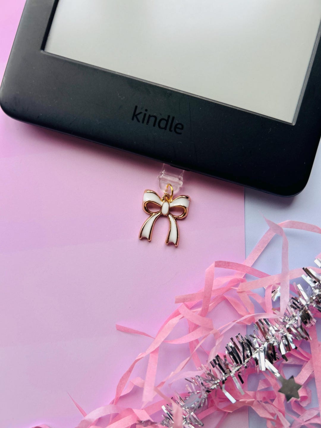 White Bow Kindle Dust Plug | Cute USB-C Dust Cover | Bookish Accessory ...