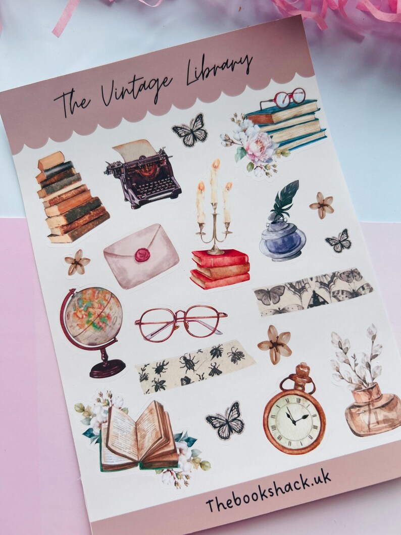 Vintage Library Sticker Sheet – Classic Bookish Journal Stickers - Etsy