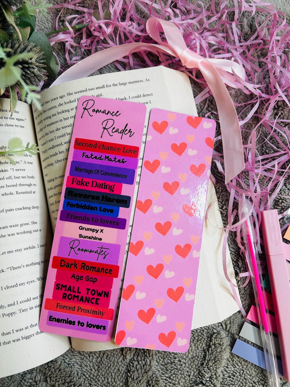 Romance Book Stack Trope Handmade Bookmark, in My Romance Era, Bookish ...