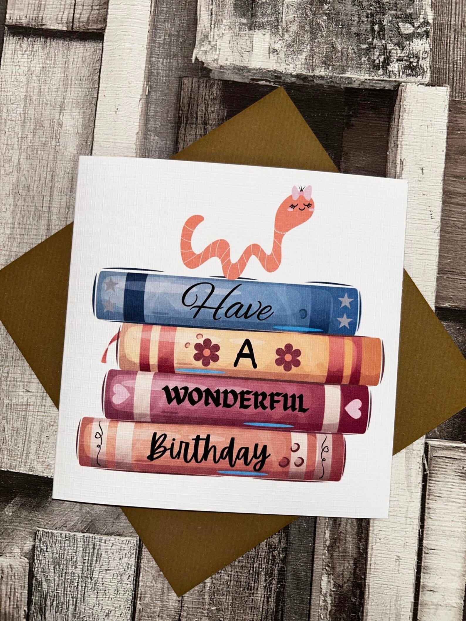 Bookworm Stack Birthday Card for Bookish Bestie, Daughter, for Her ...