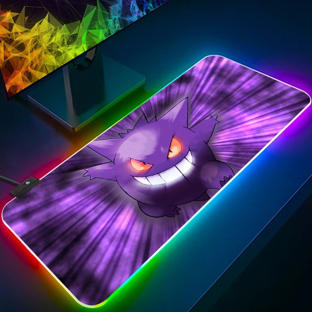 Pokemon Cute Gengar RGB Pc Gamer Keyboard Mouse Pad Mousepad - Etsy