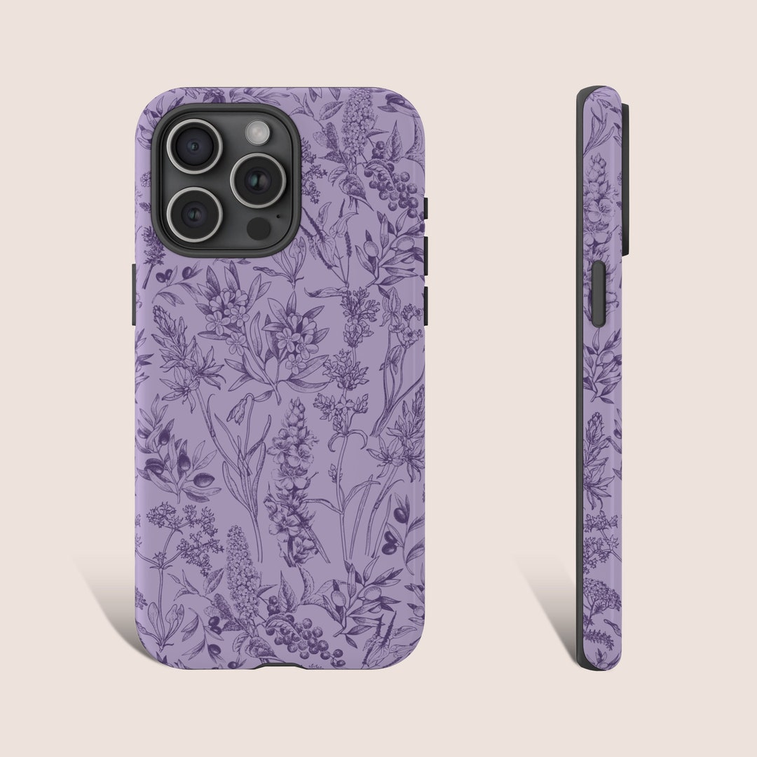 Lavender Phone Case Lilac Color Phone Case Toile De Jouy Purple Floral ...