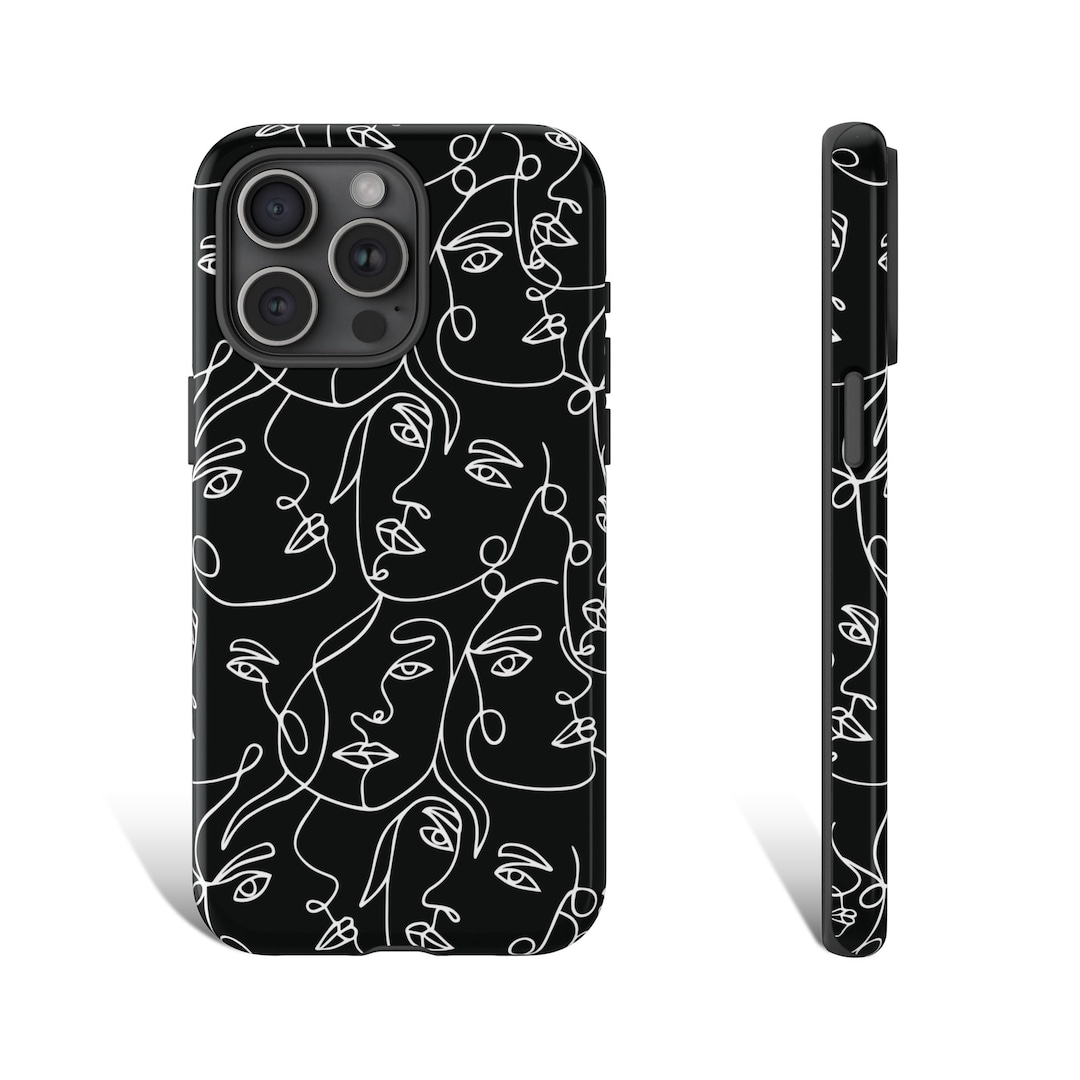 Abstract Face Phone Case, Face Line Art Phone Case, Line Art iPhone ...