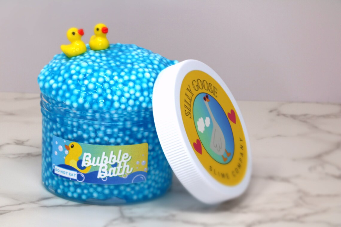 Bubble Bath | Floam Slime | Crunchy Slime | Blue Clear/floam Slime - Etsy