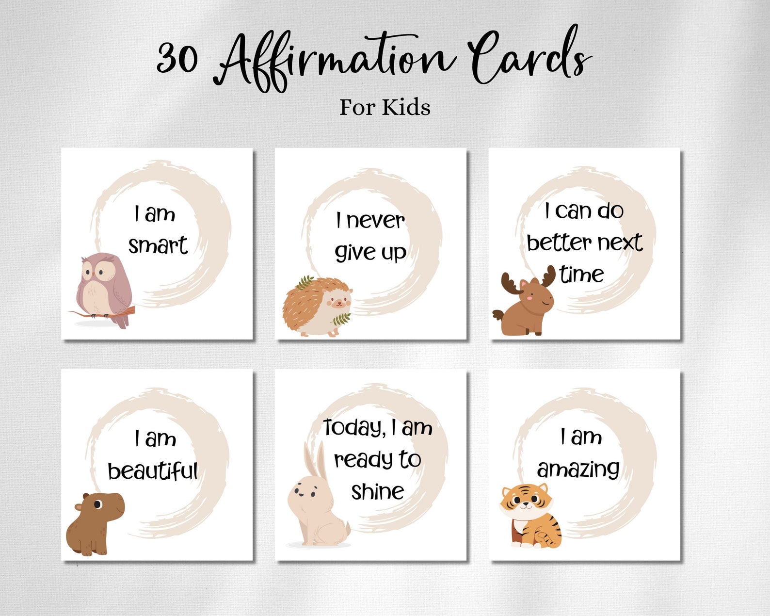 PRINTABLE Affirmation Cards for Kids Cute Animals Cards - Etsy