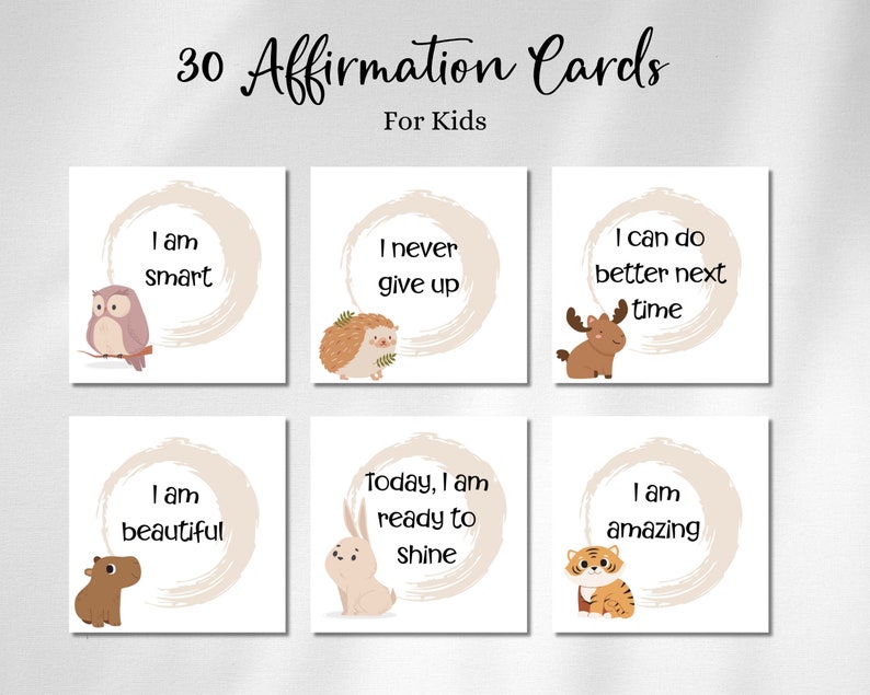 PRINTABLE Affirmation Cards for Kids Cute Animals Cards - Etsy