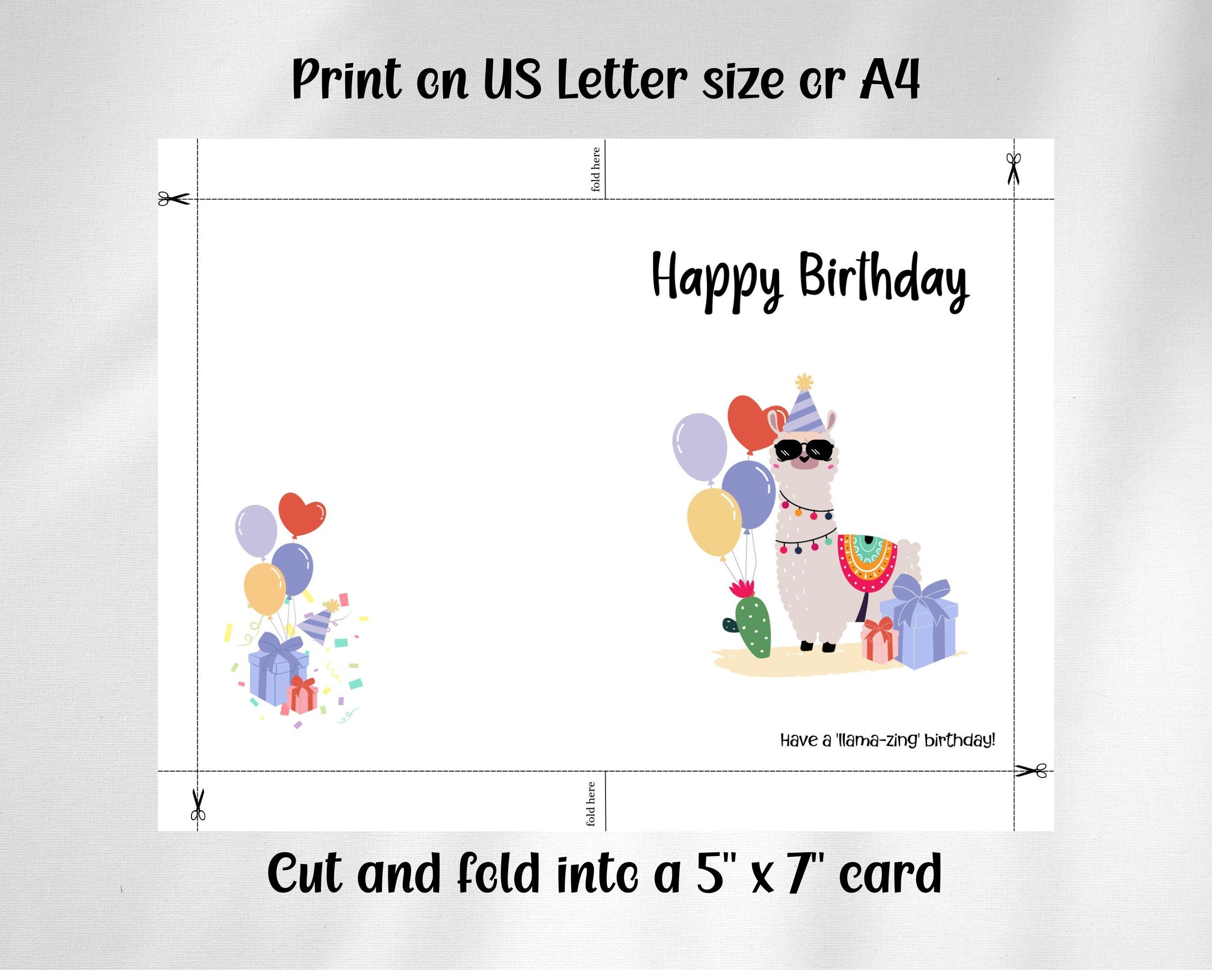 Printable Birthday Card Llama Birthday Card Cute Llama - Etsy