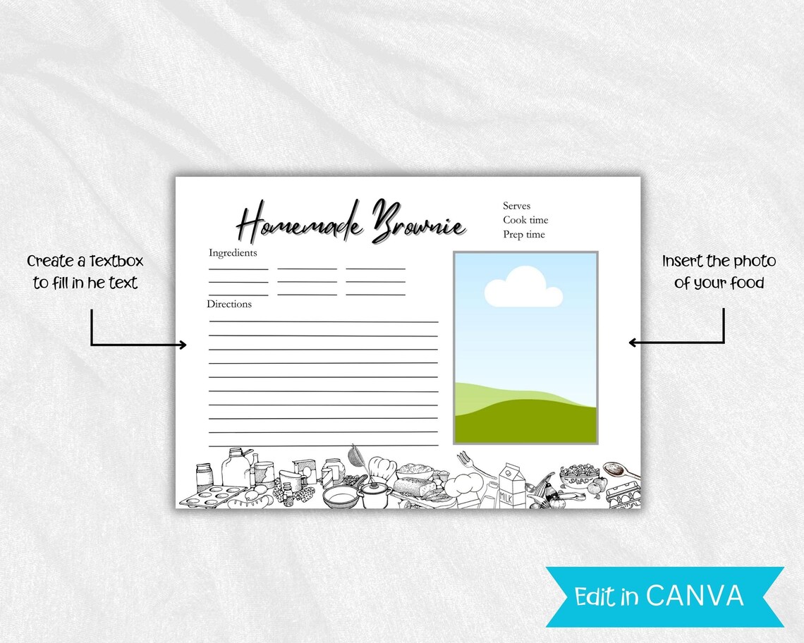 EDITABLE Recipe Card Template | Simple Recipe Card | Printable Recipe ...