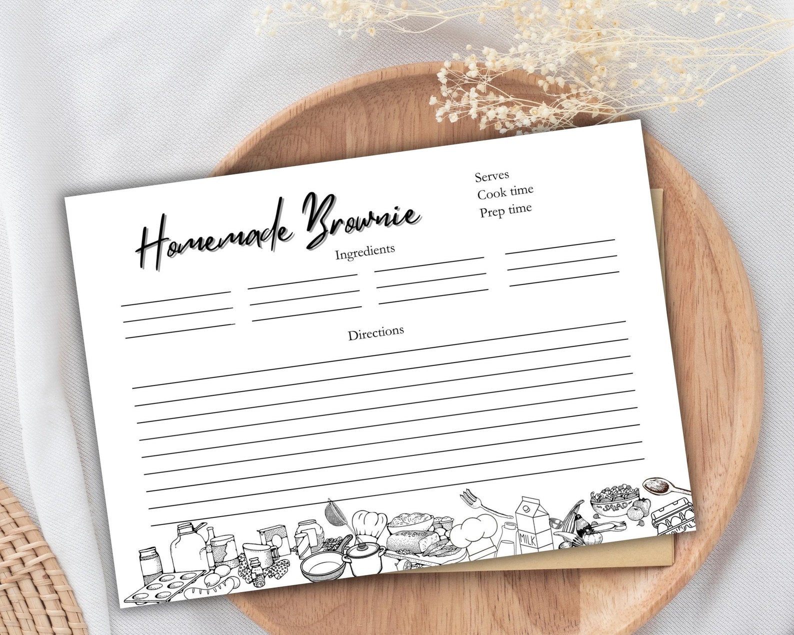 EDITABLE Recipe Card Template | Simple Recipe Card | Printable Recipe ...
