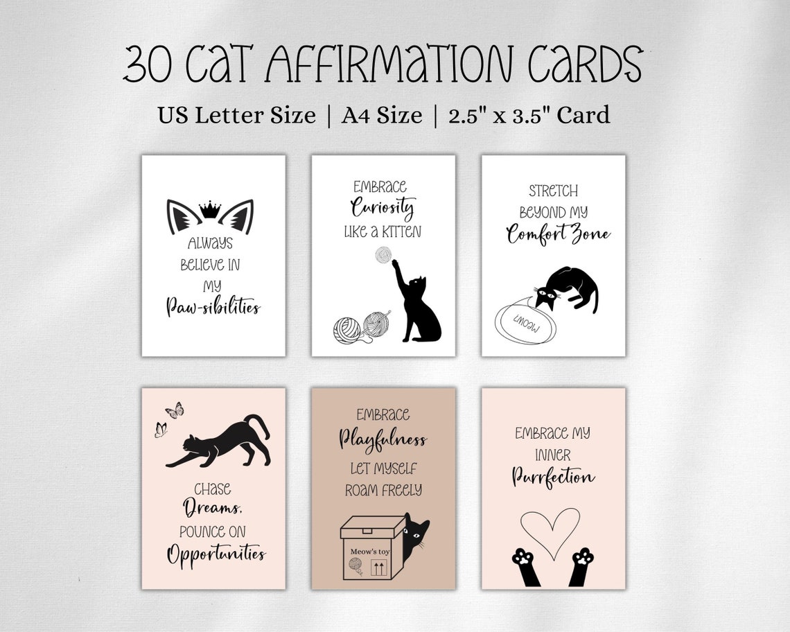 30 Affirmation Cards With Cats Printable Affirmation Cards Daily ...