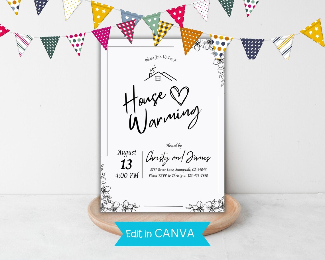 Simple Housewarming Invitation Editable Housewarming Template Printable ...