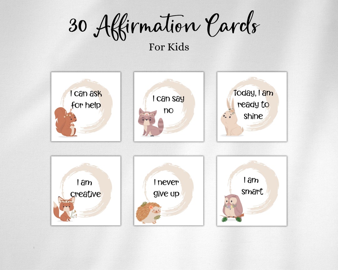 PRINTABLE Affirmation Cards for Kids Cute Animals Cards Positive ...