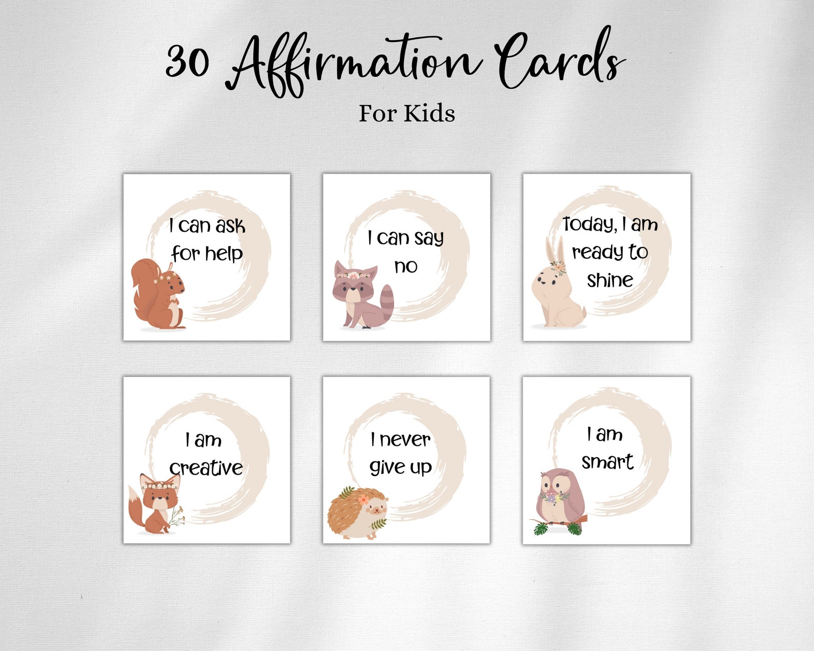 PRINTABLE Affirmation Cards for Kids Cute Animals Cards Positive ...