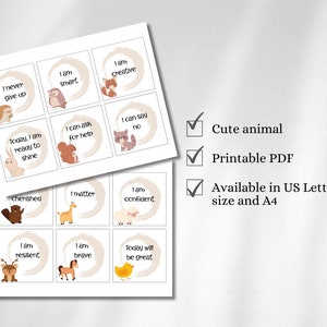 PRINTABLE Affirmation Cards for Kids Cute Animals Cards - Etsy