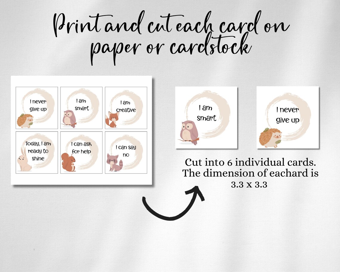 PRINTABLE Affirmation Cards for Kids Cute Animals Cards - Etsy