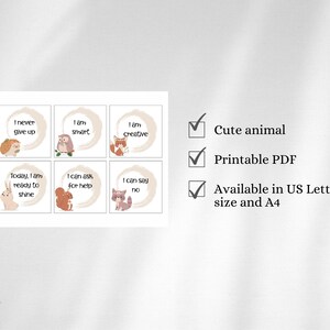 PRINTABLE Affirmation Cards for Kids Cute Animals Cards Positive ...
