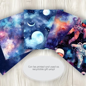 Watercolor Astronaut Space Digital Paper Pack Seamless Pattern Galaxy ...