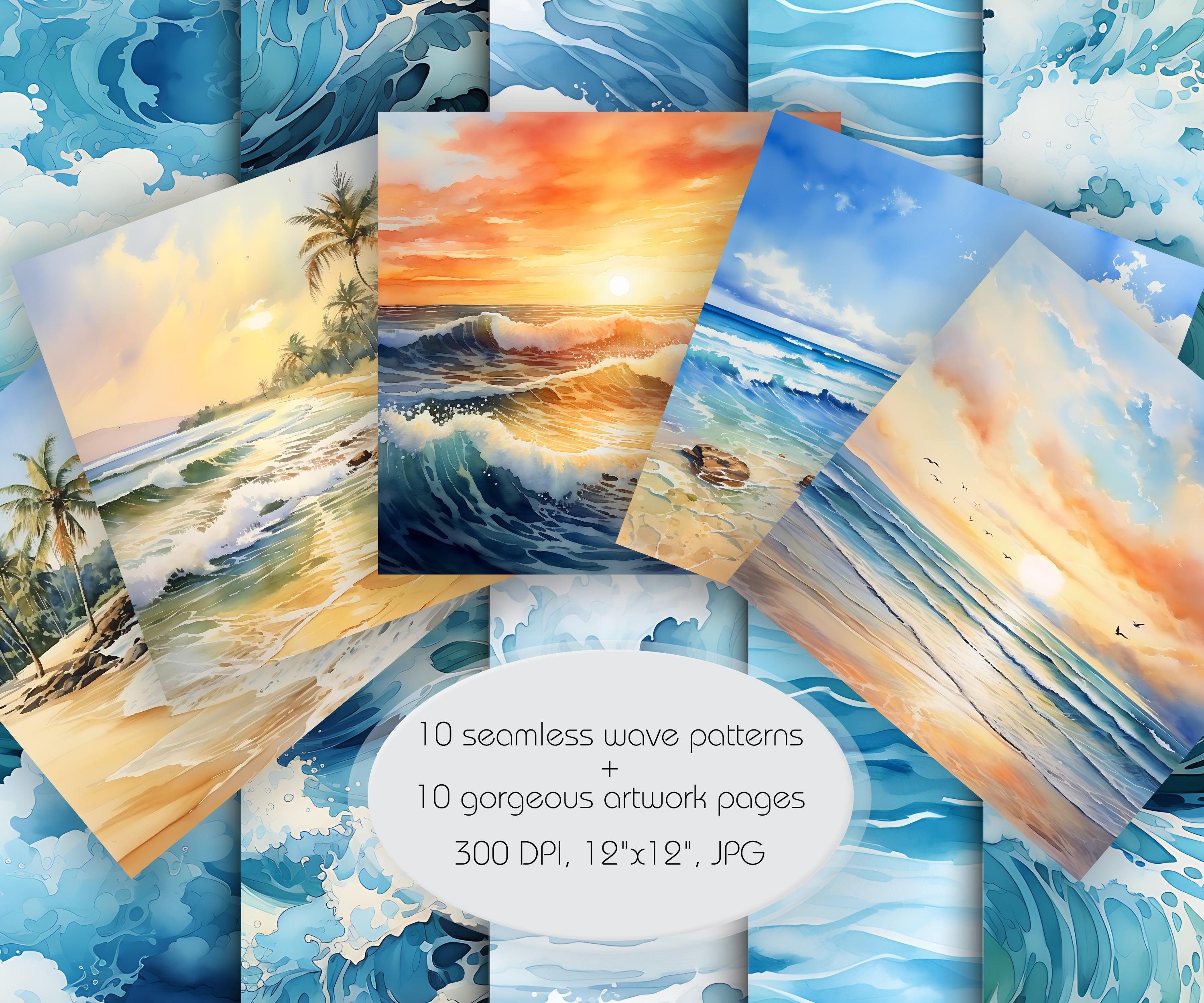 Digital Download Scrapbooking Paper Beach Artwork Seamless - Etsy