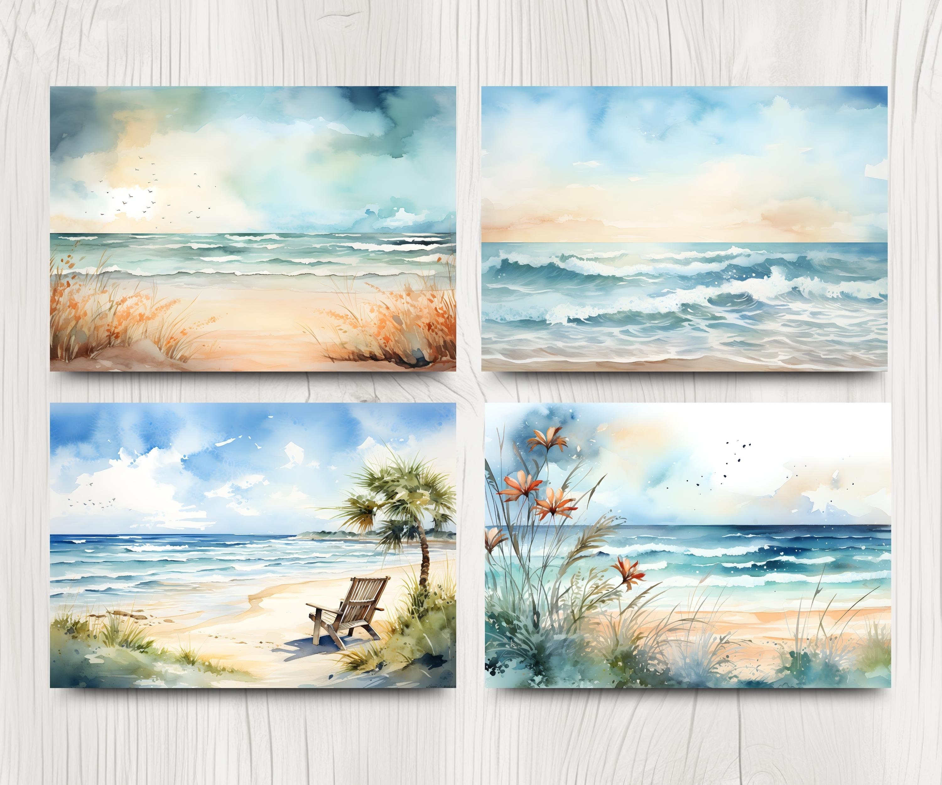 Beach Scenes 10 Dreamy Watercolour A4 Backgrounds for - Etsy